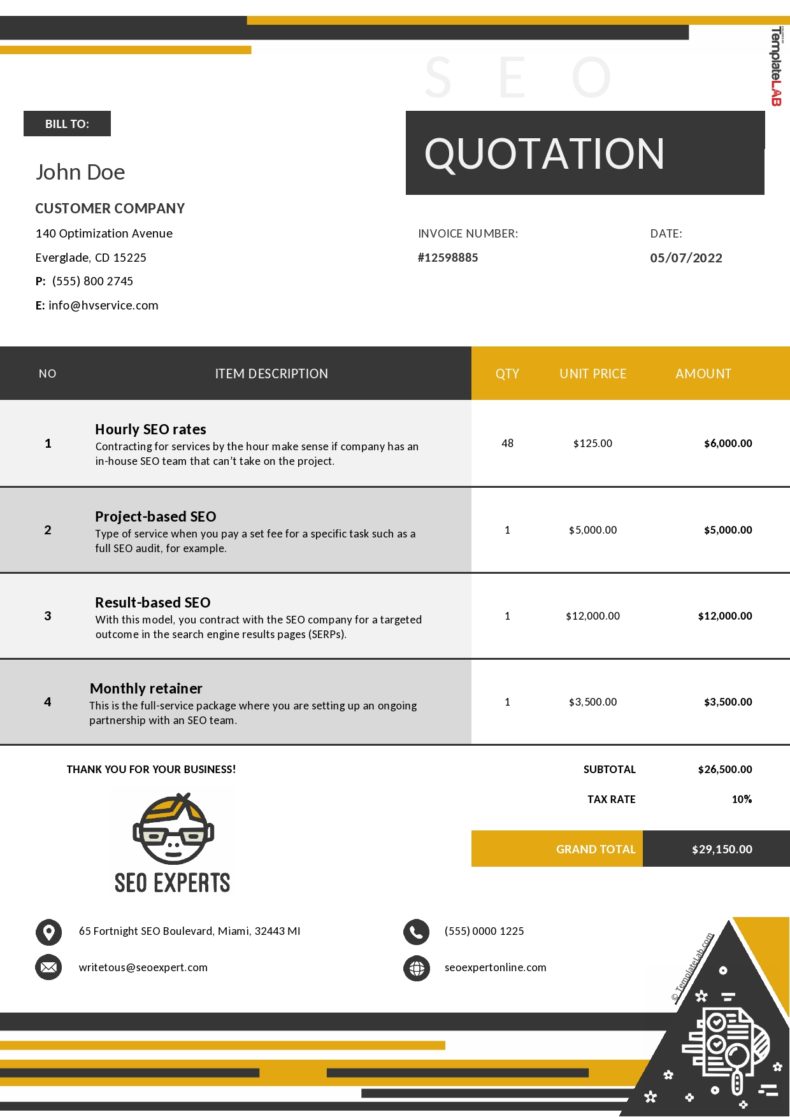 27 Professional Quote Templates (100% Free Download) ᐅ TemplateLab