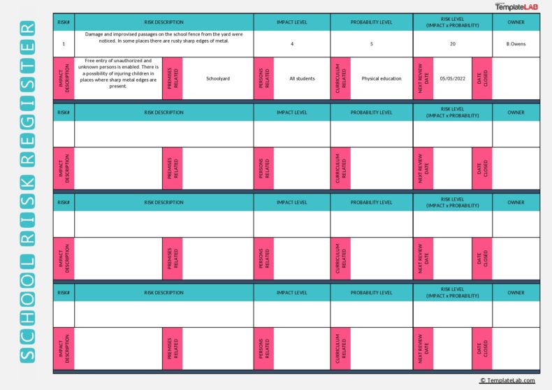 53 Useful Risk Register Templates (Word & Excel) ᐅ TemplateLab