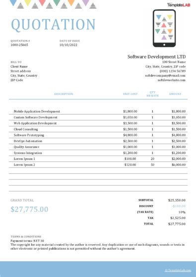 27 Professional Quote Templates (100% Free Download) ᐅ TemplateLab