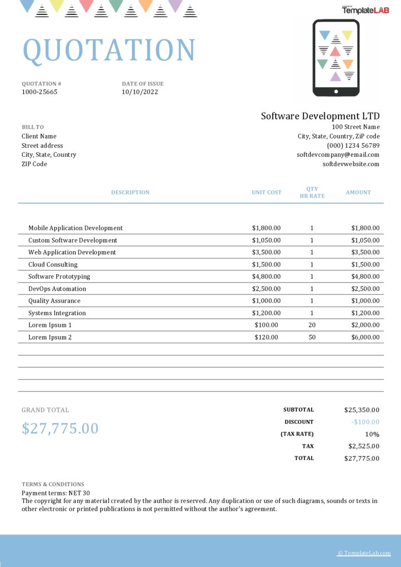 27 Professional Quote Templates (100% Free Download) ᐅ TemplateLab