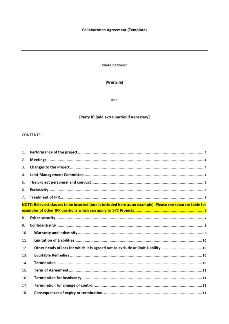 38 FREE Collaboration Agreements (& Contract Samples)