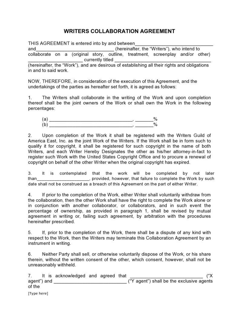 38 FREE Collaboration Agreements (& Contract Samples)