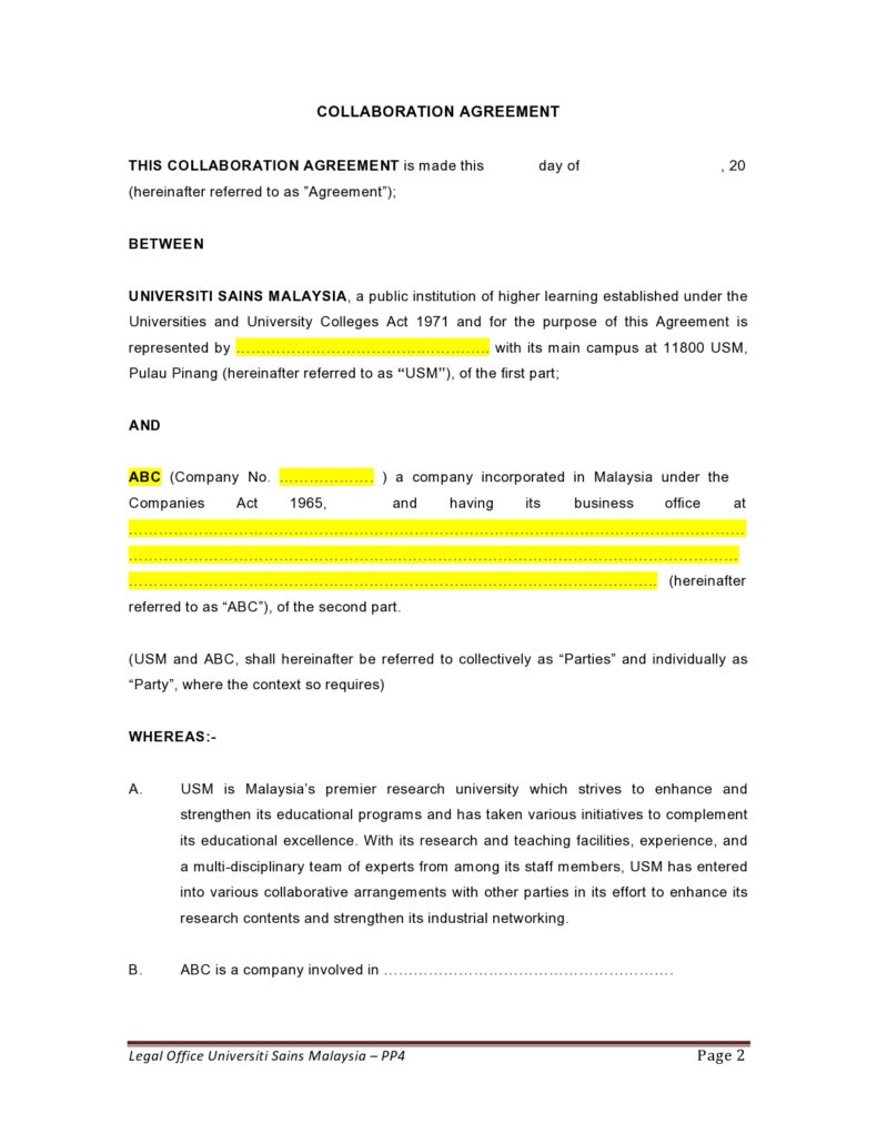 38 FREE Collaboration Agreements (& Contract Samples)