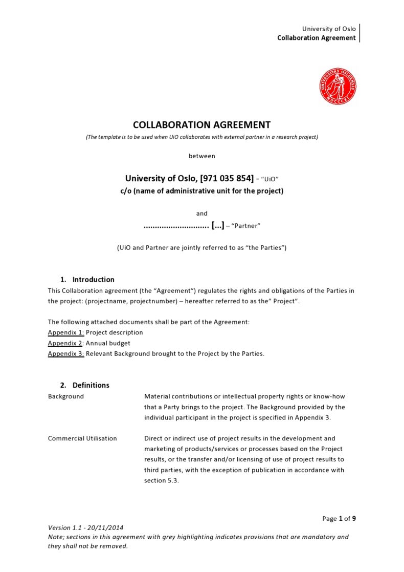 38 FREE Collaboration Agreements (& Contract Samples)