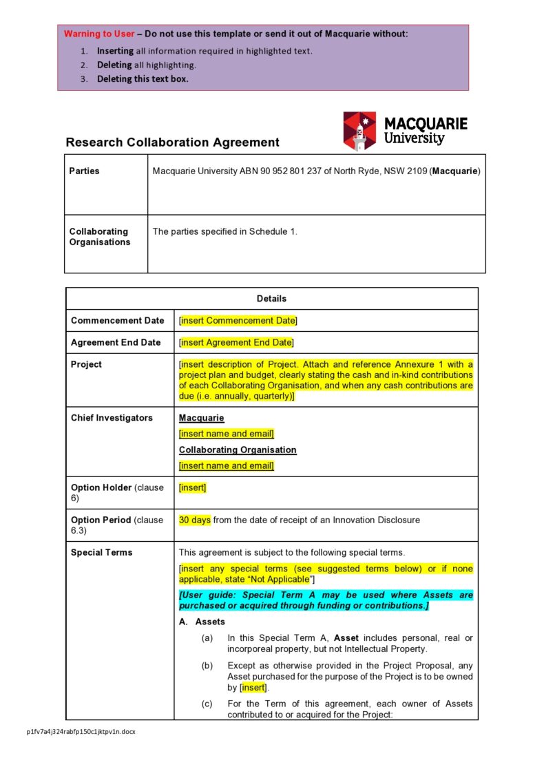 38 FREE Collaboration Agreements (& Contract Samples)