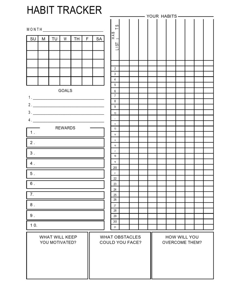 39 Free Habit Tracker Templates [Daily, Weekly, Monthly] ᐅ TemplateLab