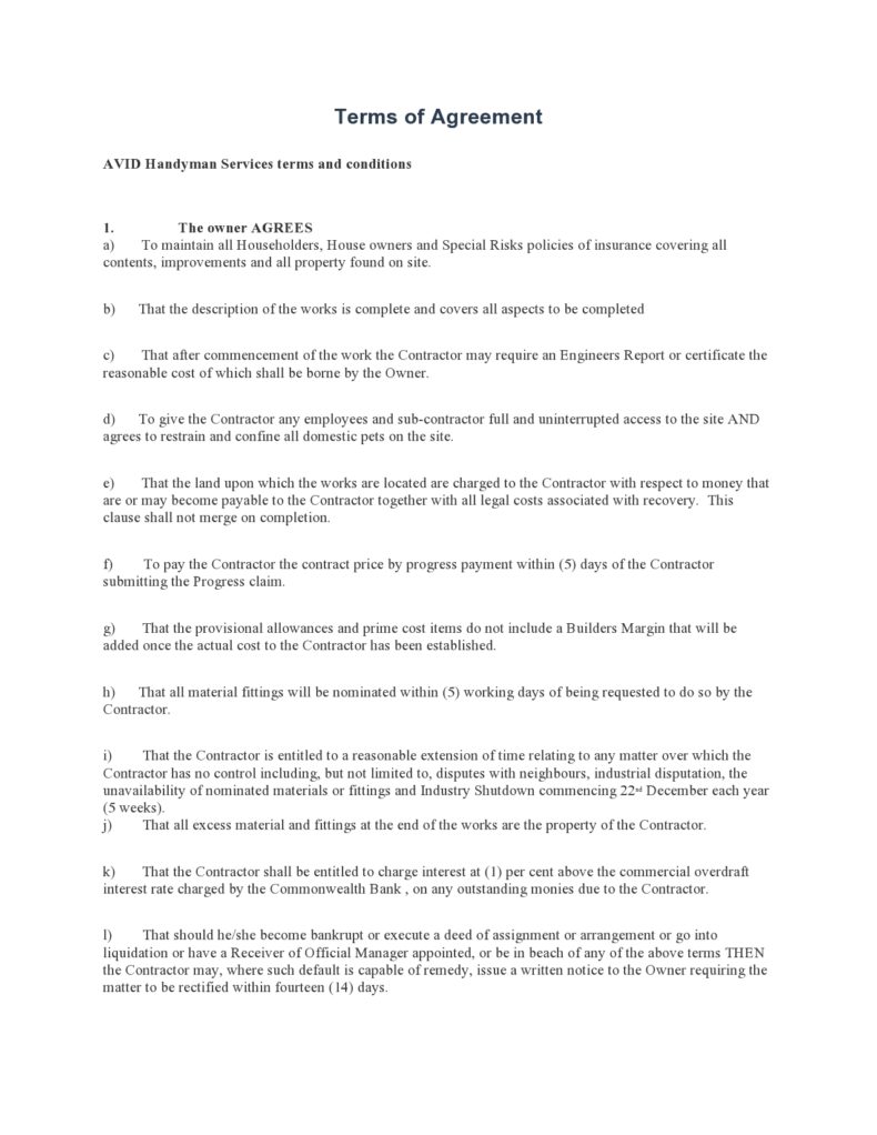 40 Best Handyman Contracts (& Agreement Examples)