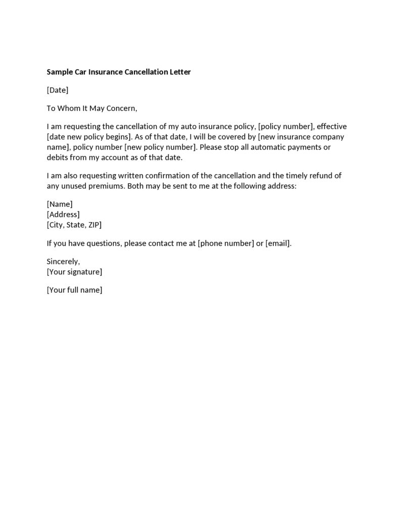 39 Insurance Cancellation Letters (Home, Health, Auto)