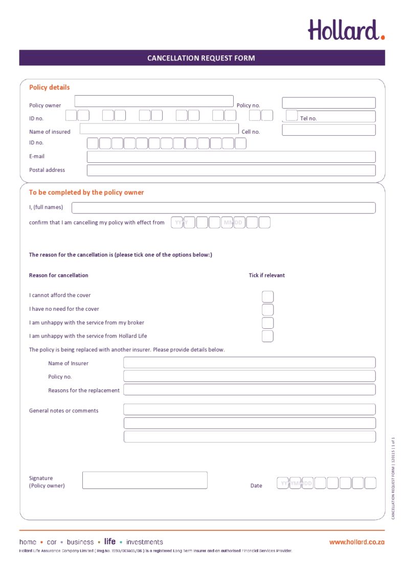 39 Insurance Cancellation Letters (Home, Health, Auto)