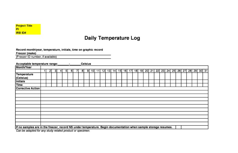 40 Printable Temperature Log Sheets (Word, Excel, PDF)
