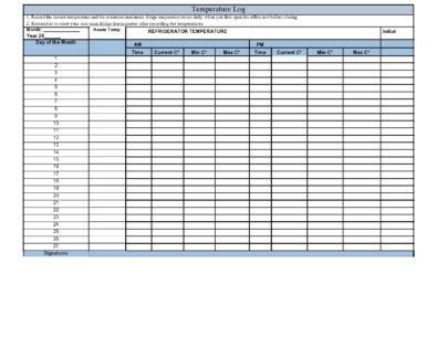 40 Printable Temperature Log Sheets (Word, Excel, PDF)