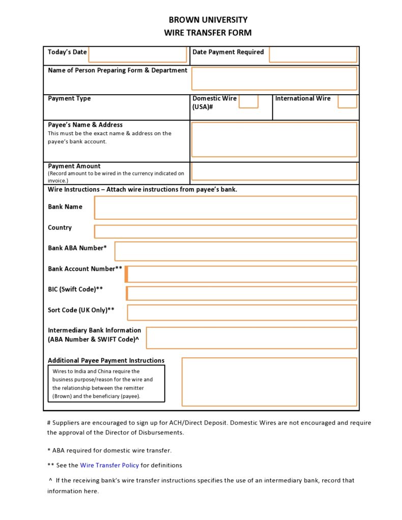 40 Wire Transfer Form Templates [PDF, Word, Excel]