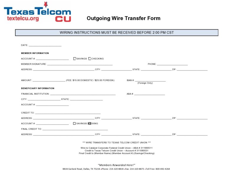 40 Wire Transfer Form Templates [PDF, Word, Excel]