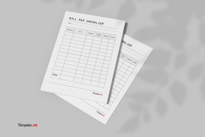 20 Free Bill Pay Checklists & Bill Calendars (PDF, Word & Excel)