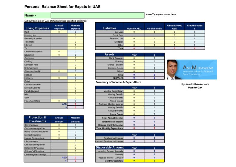 40 Excel Personal Balance Sheet Templates (& Examples) ᐅ TemplateLab