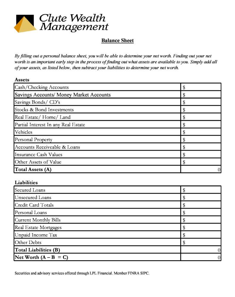 40 Excel Personal Balance Sheet Templates (& Examples) ᐅ TemplateLab