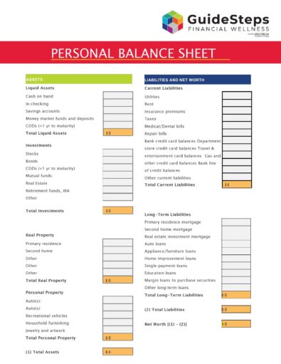 40 Excel Personal Balance Sheet Templates (& Examples) ᐅ TemplateLab