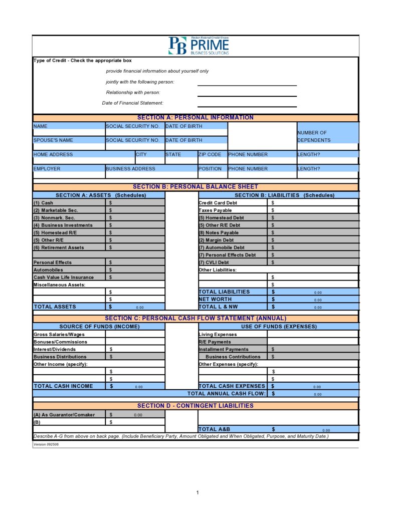 40 Excel Personal Balance Sheet Templates (& Examples) ᐅ TemplateLab