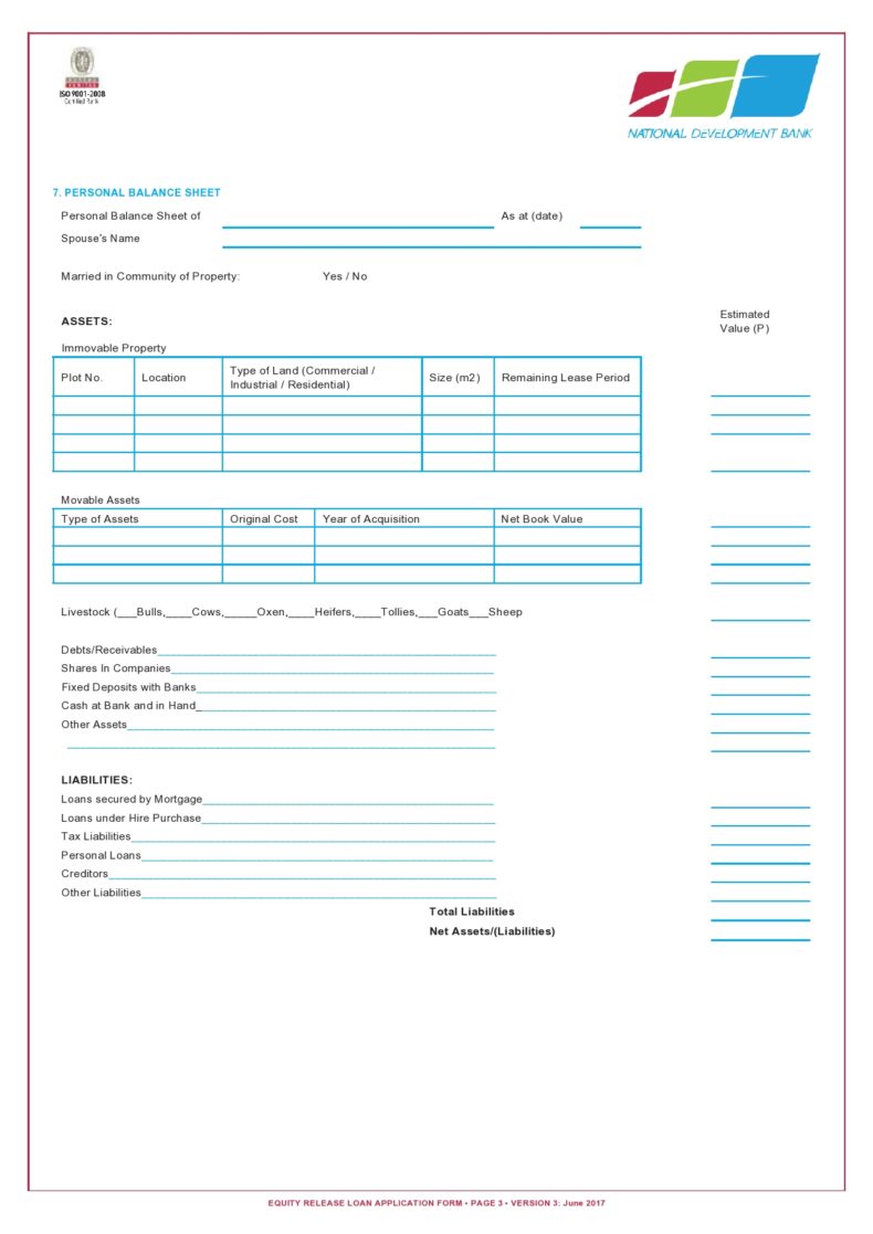 40 Excel Personal Balance Sheet Templates (& Examples) ᐅ TemplateLab