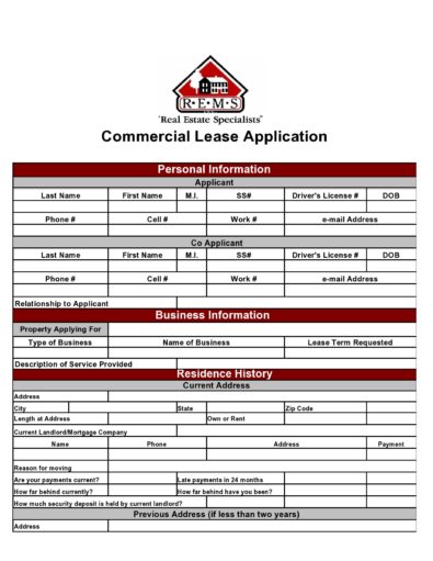 40+ Free Commercial Lease Application Templates (By State)
