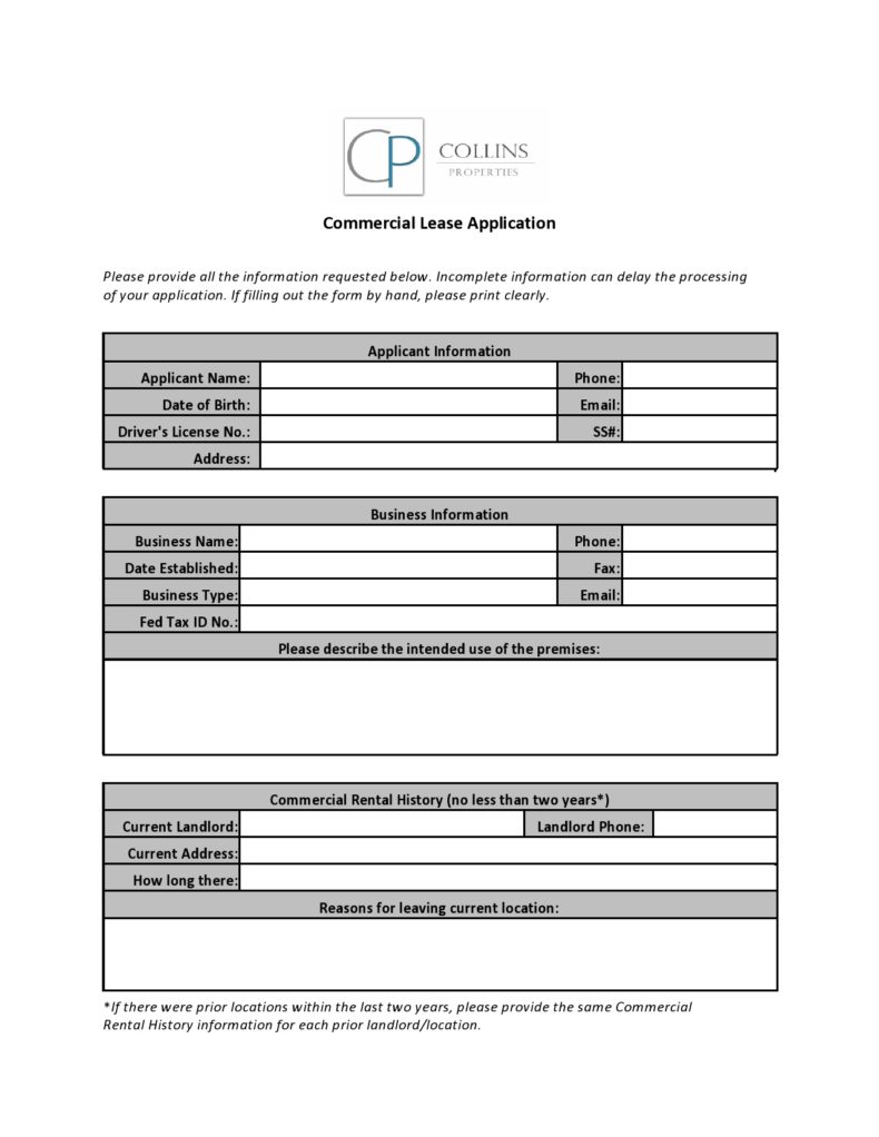 40+ Free Commercial Lease Application Templates (By State)