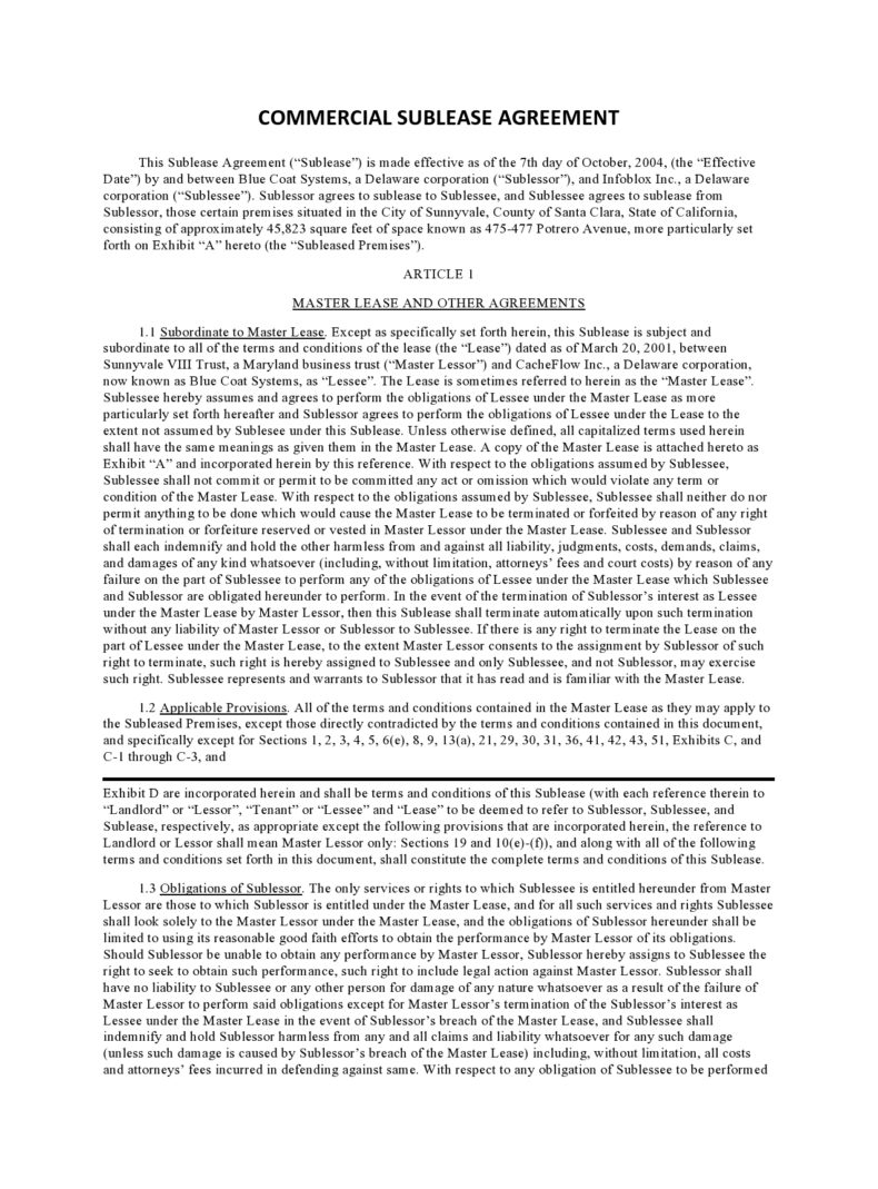 39 Free Commercial Sublease Agreement Templates [Word,PDF]