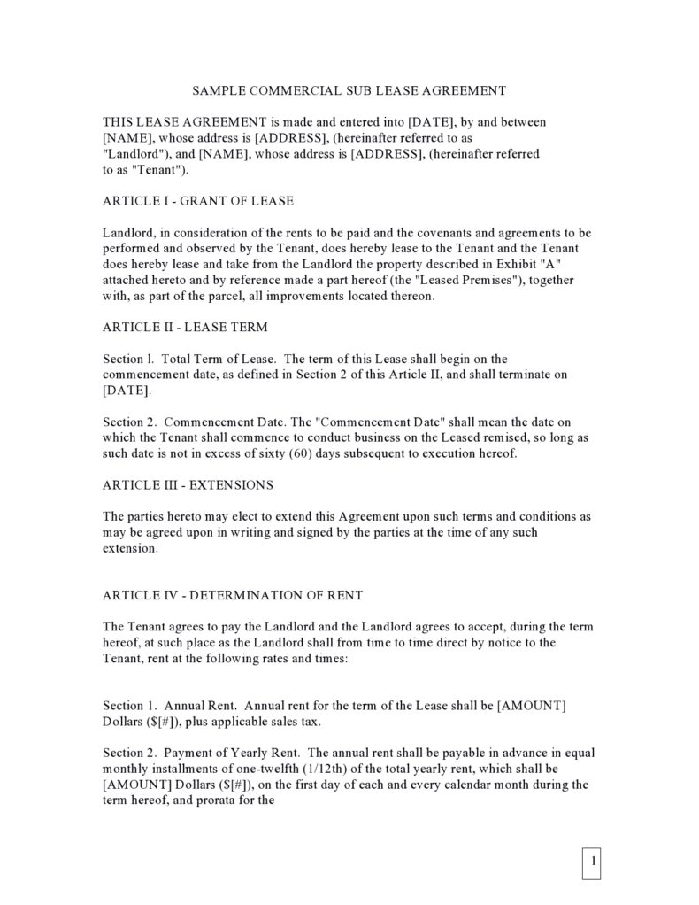 39 Free Commercial Sublease Agreement Templates [Word,PDF]