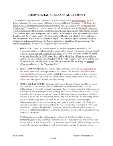 39 Free Commercial Sublease Agreement Templates [Word,PDF]