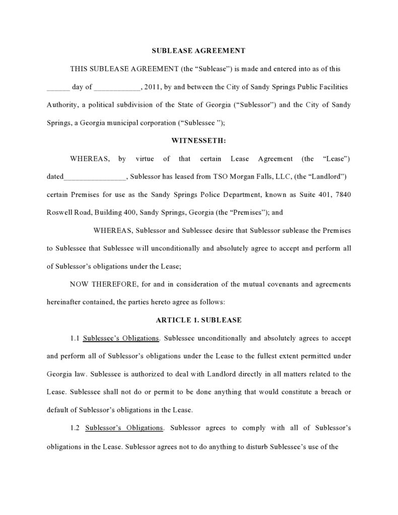 39 Free Commercial Sublease Agreement Templates [Word,PDF]