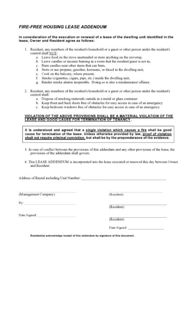 41 Free Lease Addendum Templates & Forms [By State]