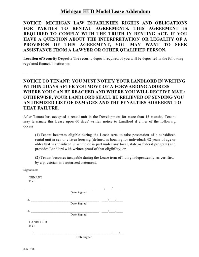 41 Free Lease Addendum Templates & Forms [By State]
