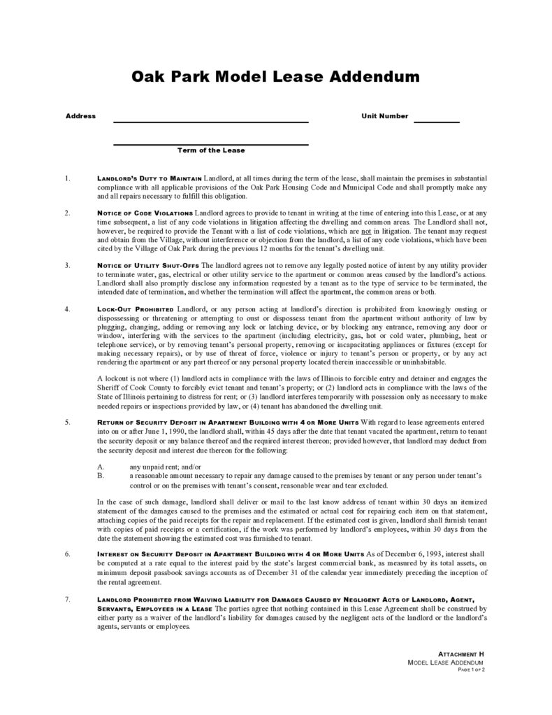 41 Free Lease Addendum Templates & Forms [By State]