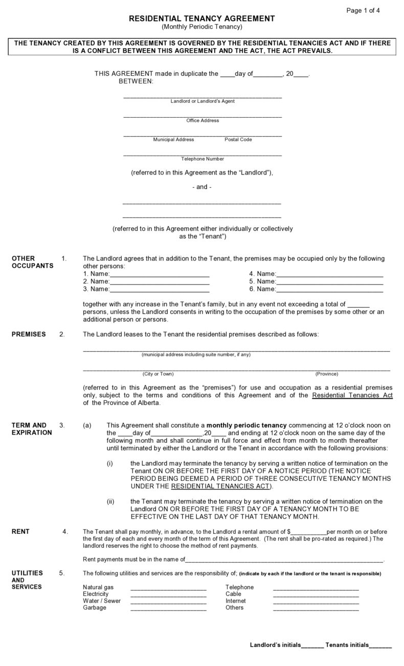 39 Simple Month-to-Month Rental Agreements [100% Free] ᐅ TemplateLab