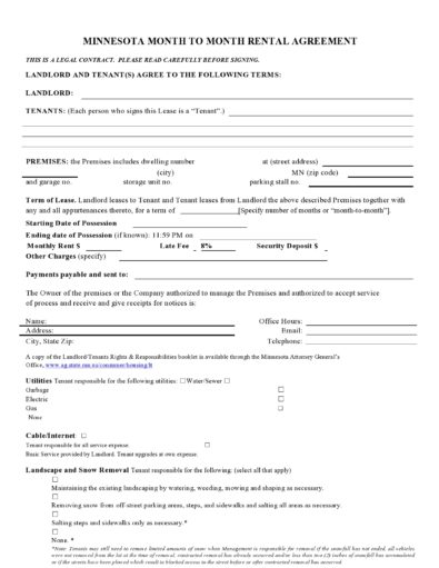 39 Simple Month-to-Month Rental Agreements [100% Free] ᐅ TemplateLab