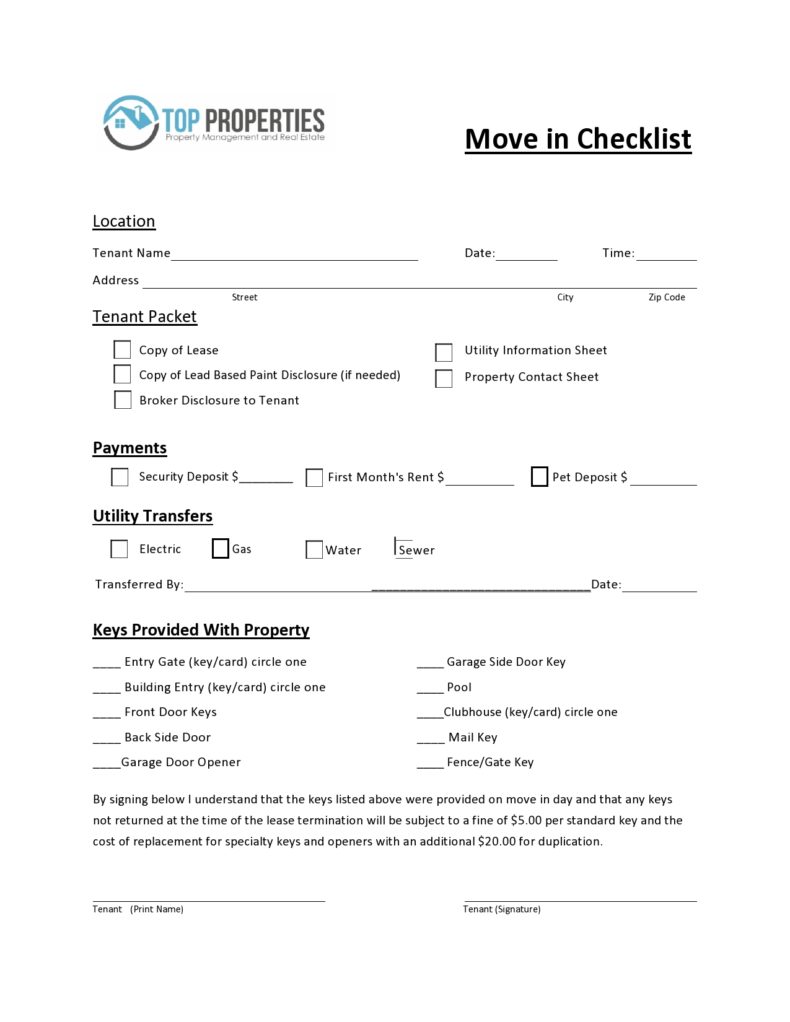 53 Perfect Move In / Out Checklists (for any Rental Inspection)