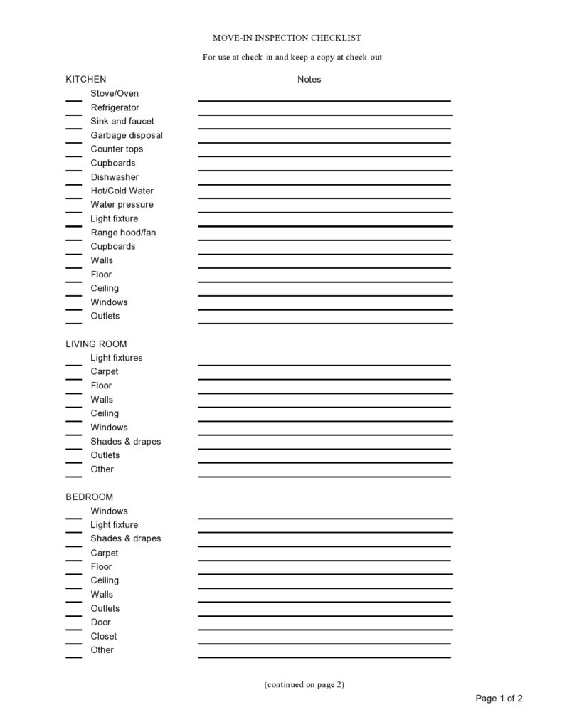 53 Perfect Move In / Out Checklists (for any Rental Inspection)