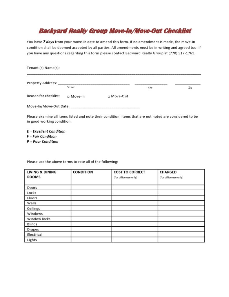 53 Perfect Move In / Out Checklists (for any Rental Inspection)