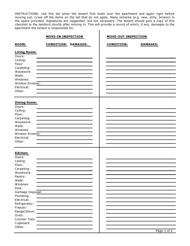 53 Perfect Move In / Out Checklists (for any Rental Inspection)