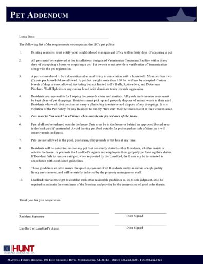 39 Free Pet Addendum Forms to Rental Agreement [DOC, PDF]