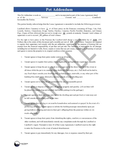 39 Free Pet Addendum Forms to Rental Agreement [DOC, PDF]