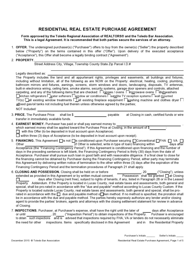 41 Simple Real Estate Purchase Agreement Templates [Free]