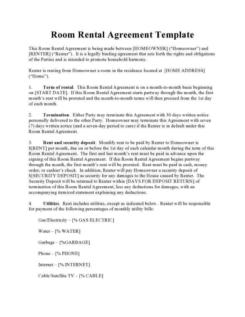 41 Free Room Rental Agreements & Forms [Doc / PDF]