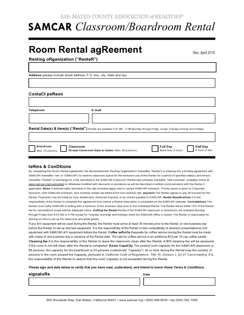 41 Free Room Rental Agreements & Forms [Doc / PDF]