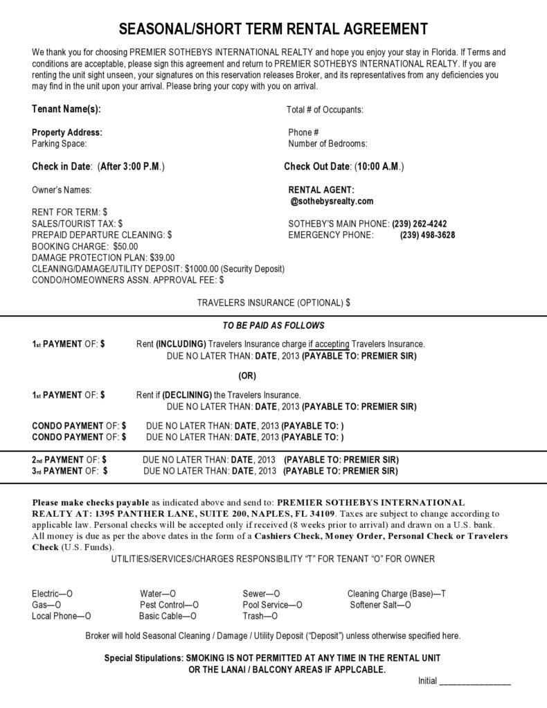 80 Short-Term & Vacation Rental Agreement Templates [Word,PDF]