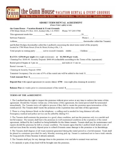 80 Short-Term & Vacation Rental Agreement Templates [Word,PDF]