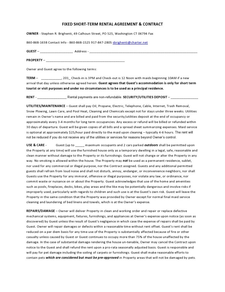 80 Short-Term & Vacation Rental Agreement Templates [Word,PDF]