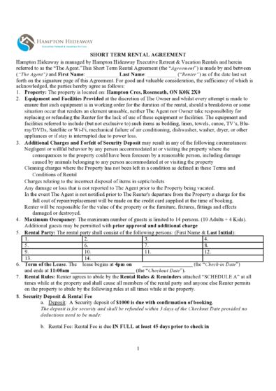 80 Short-Term & Vacation Rental Agreement Templates [Word,PDF]