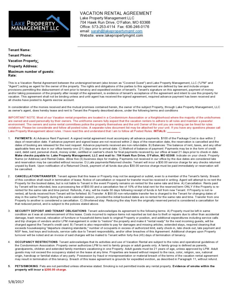 80 Short-Term & Vacation Rental Agreement Templates [Word,PDF]