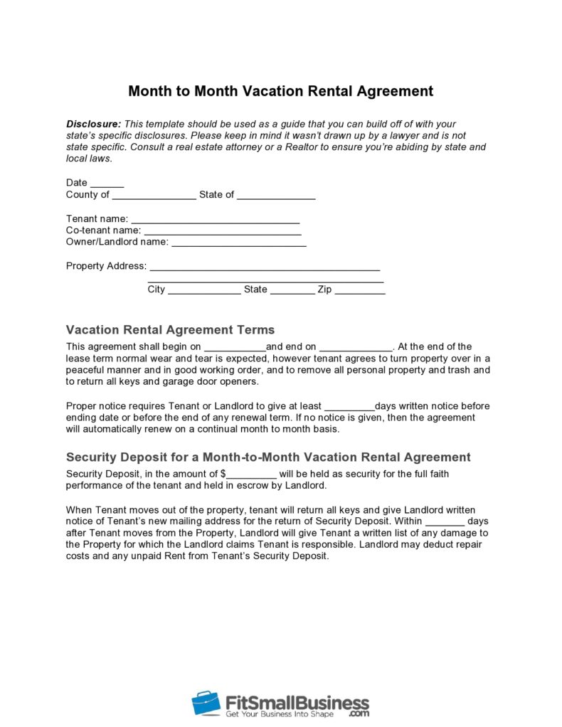 80 Short-Term & Vacation Rental Agreement Templates [Word,PDF]