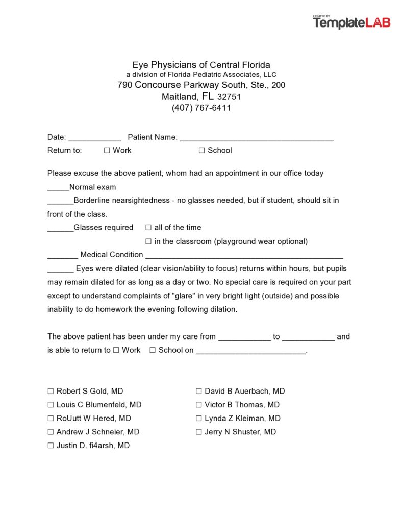 50+ Free Doctor Note Templates [for Work or School]